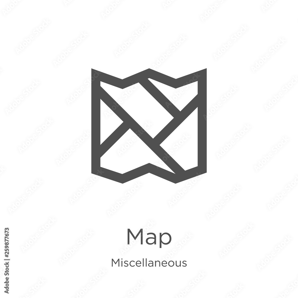 map icon vector from miscellaneous collection. Thin line map outline ...