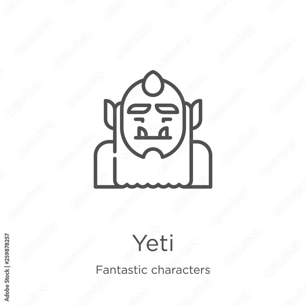 yeti icon vector from fantastic characters collection. Thin line yeti ...
