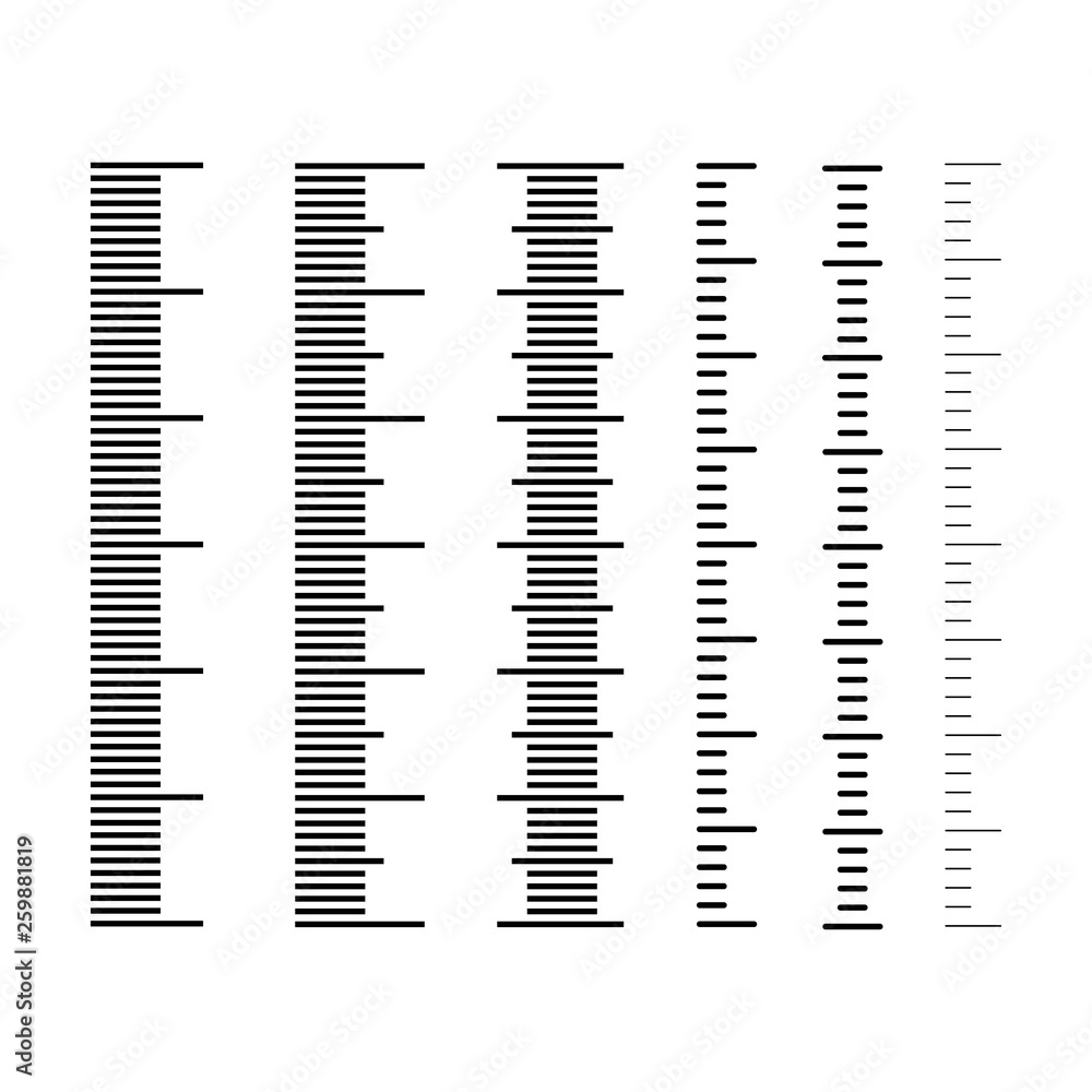 Measuring scale, for rulers in vertical position. Vector illustration ...