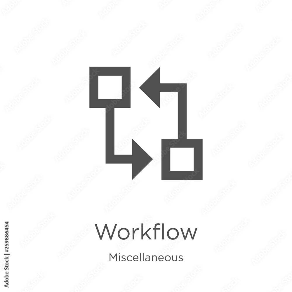 workflow icon vector from miscellaneous collection. Thin line workflow outline icon vector ...