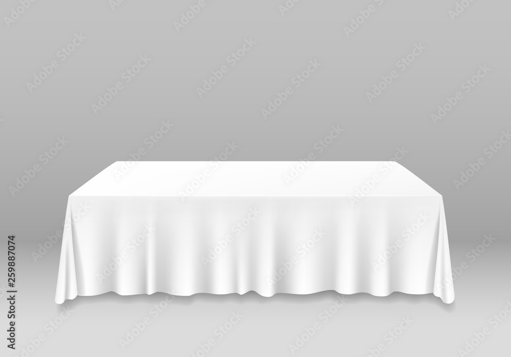 Realistic Detailed 3d White Blank Table with Tablecloth Template Mockup ...