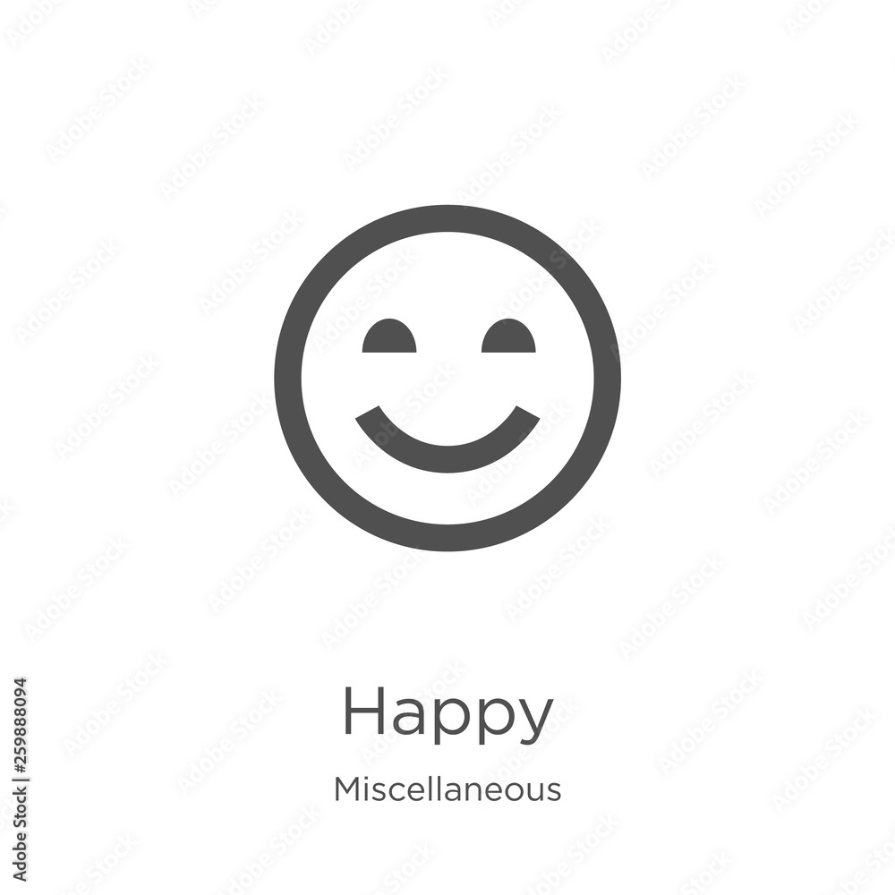 happy icon vector from miscellaneous collection. Thin line happy ...