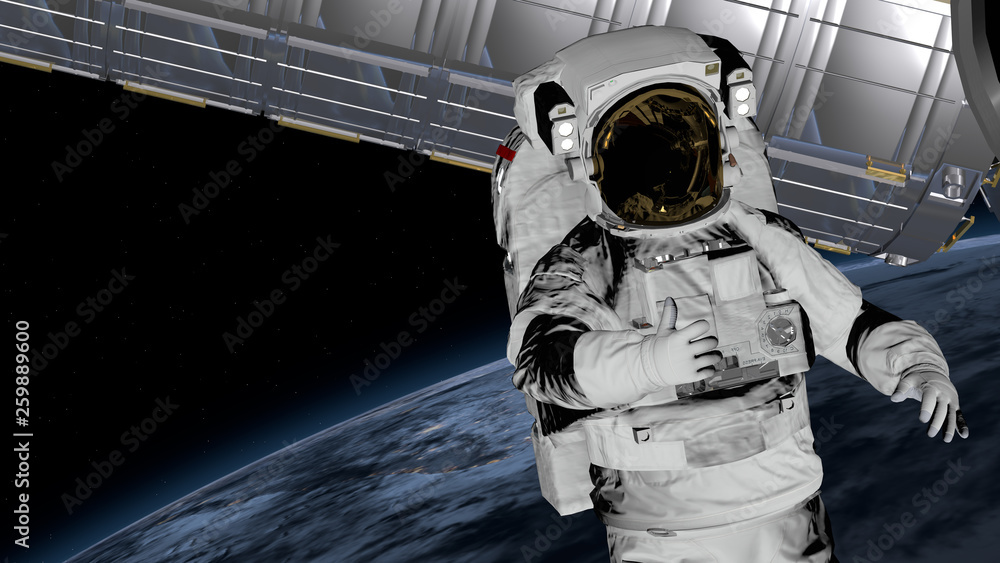Astronaut Spacewalk, Astronaut shows thumbs up in the open space ...