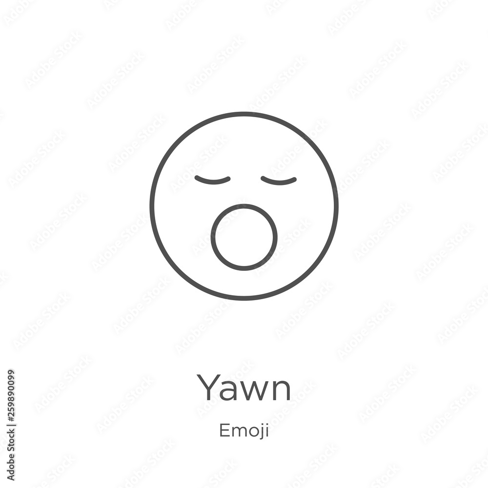 yawn icon vector from emoji collection. Thin line yawn outline icon ...