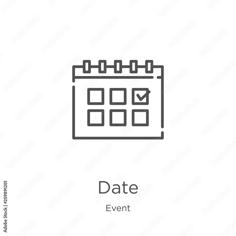 date icon vector from event collection. Thin line date outline icon ...