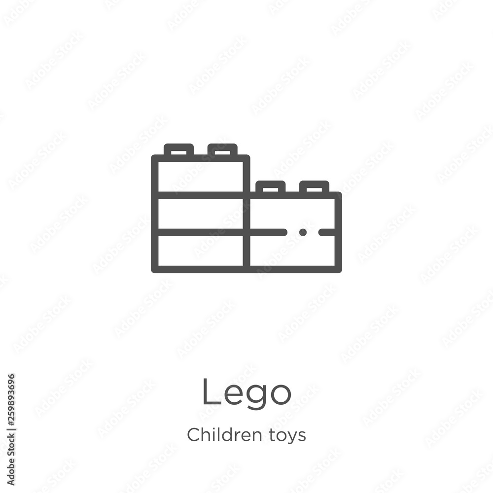 lego icon vector from children toys collection. Thin line lego outline ...