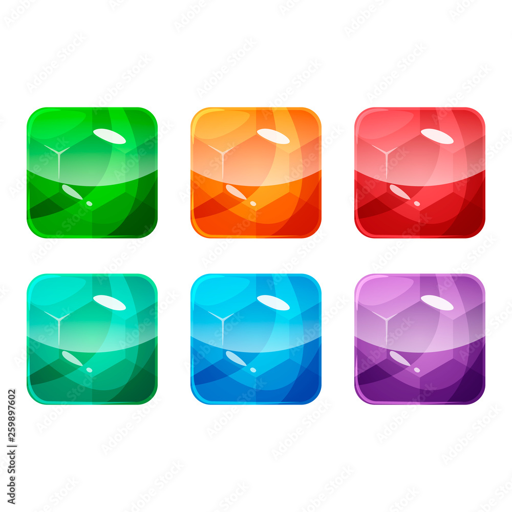 Set of colorful rounded square glossy backgrounds for the app icon with ...