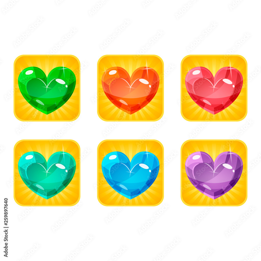 Set of colorful rounded square glossy backgrounds for the app icon with ...