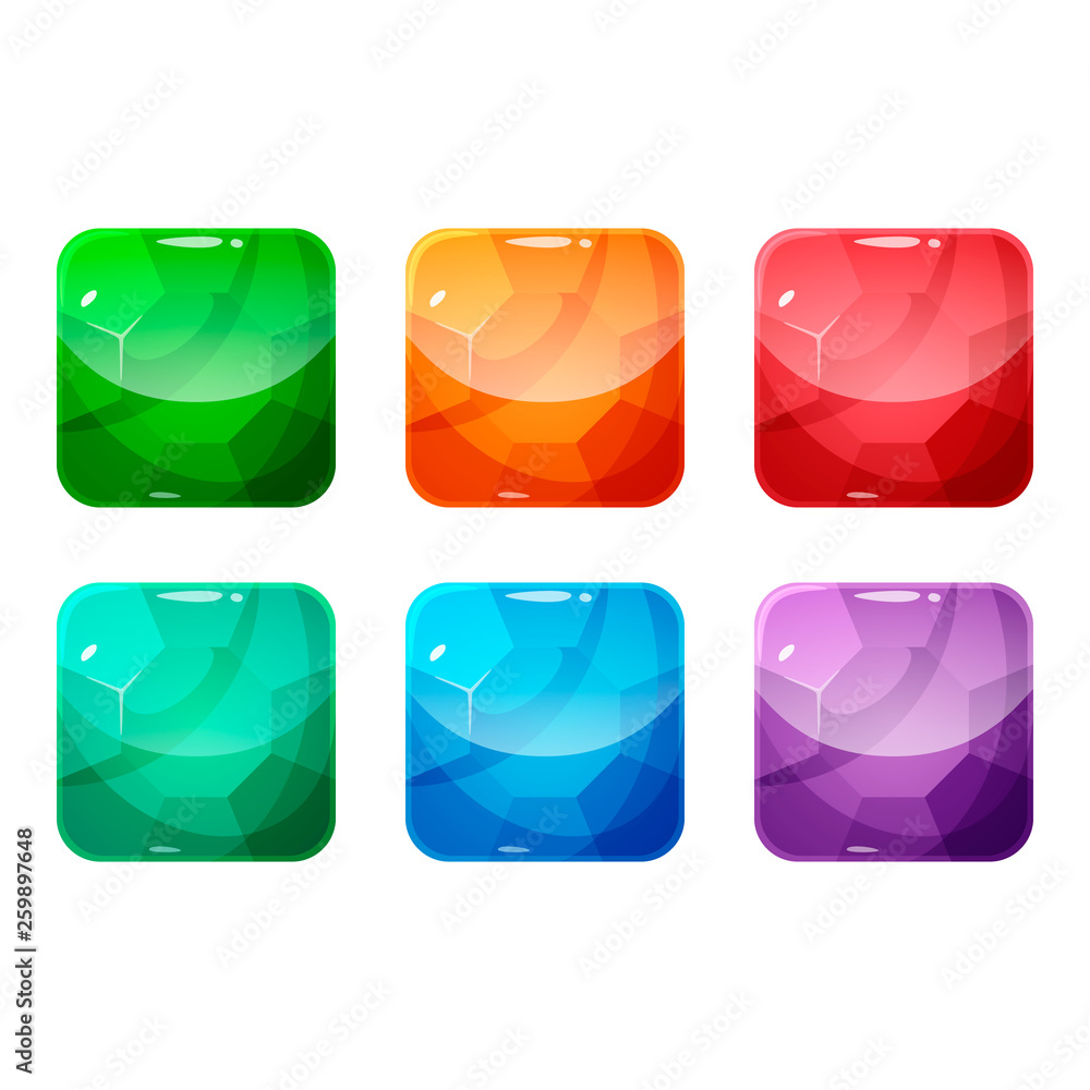 Set of colorful rounded square glossy backgrounds for the app icon with ...
