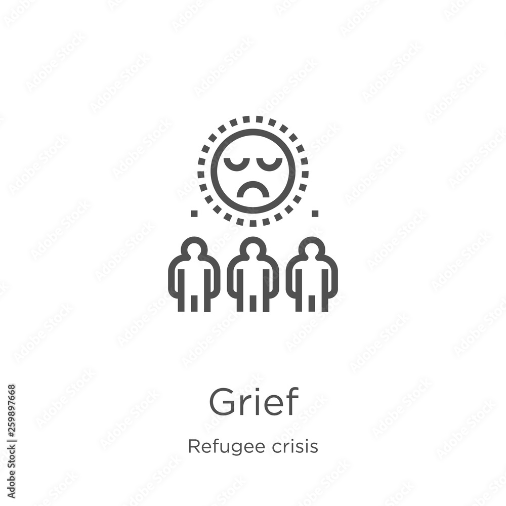 grief icon vector from refugee crisis collection. Thin line grief ...