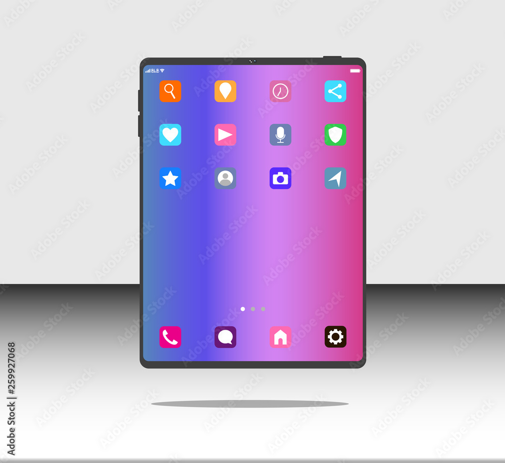 Mockup of Realistic Internet, Web, Pad tablet with wallpaper, app and ...