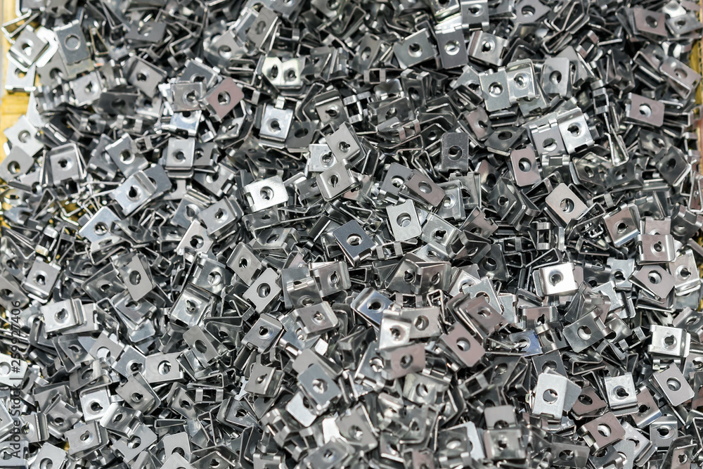 top view many steel plate after forming process by automatic and ...