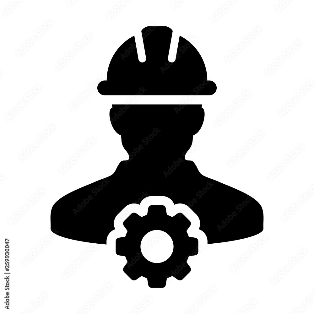 Craftsman icon vector male construction worker person profile avatar ...
