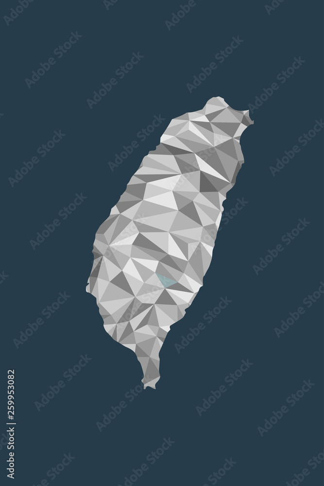 Low poly Taiwan map vector of white color geometric shapes or triangles ...