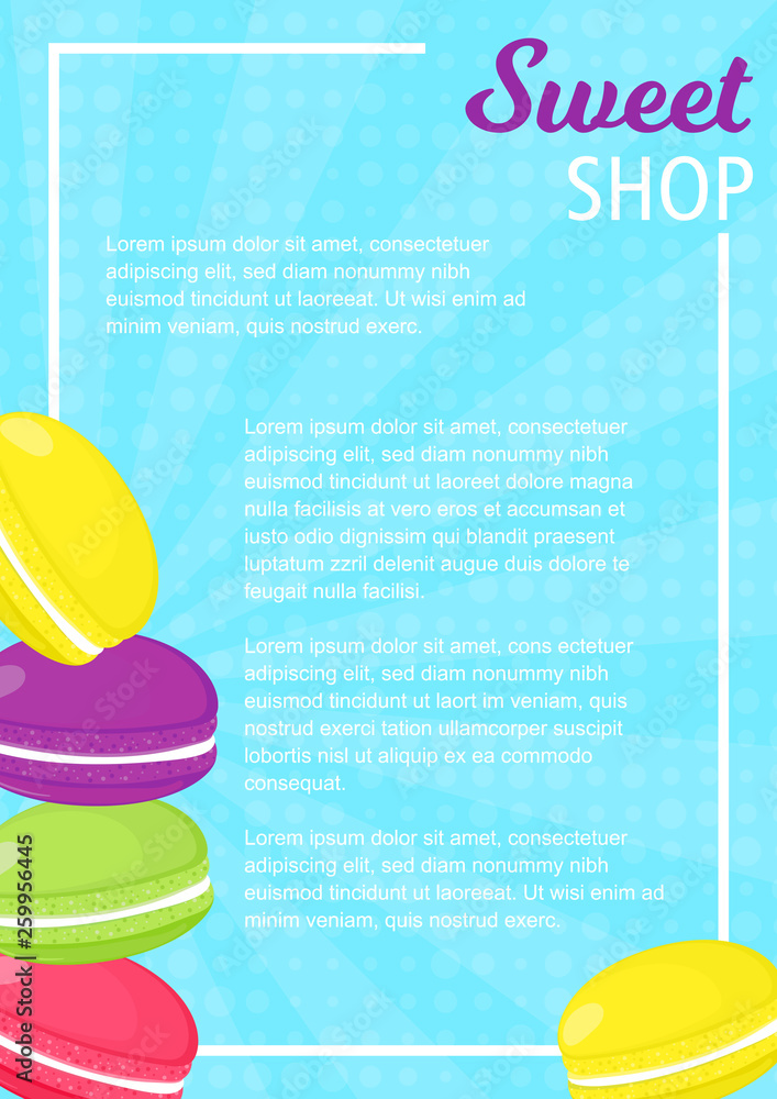 Sweet and candy shop flyers,banners. Page for kids menu, cafe, posters ...