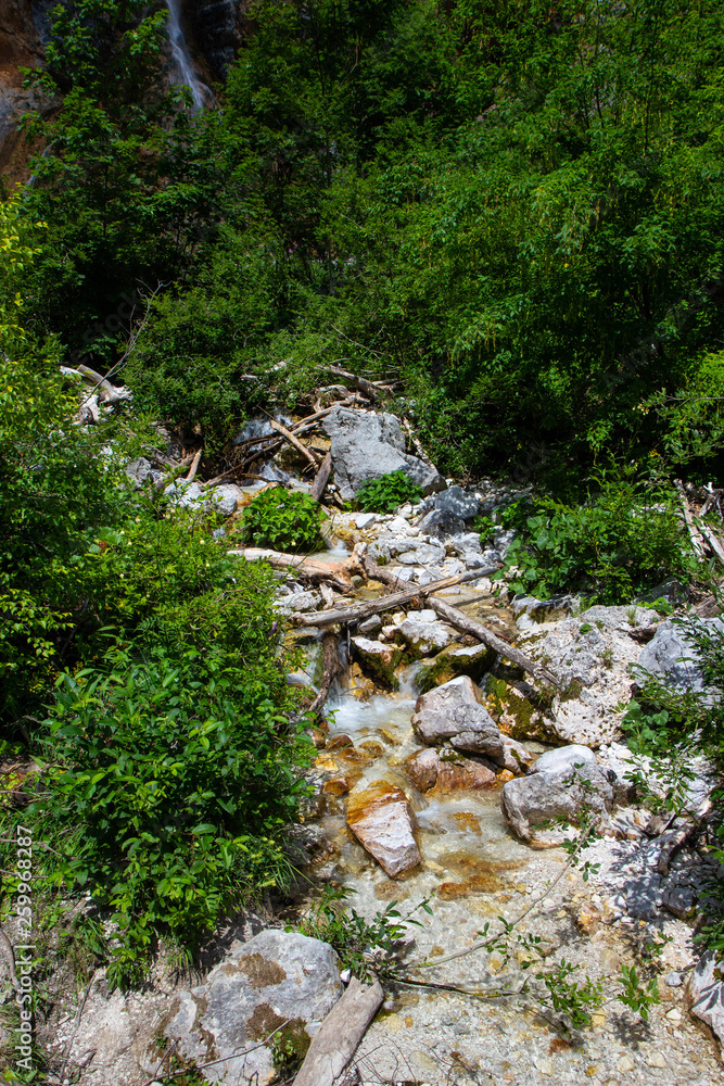 Rinka Falls is a waterfall in the Logar Valley, northern Slovenia Stock ...