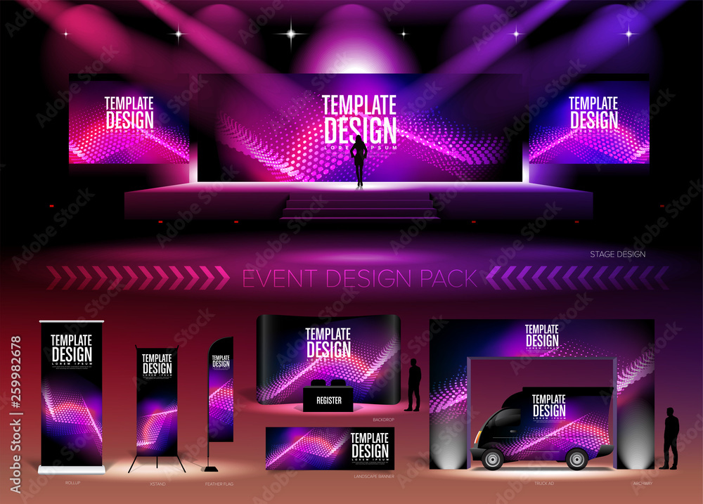 A pack of 3D event design medias in vector format, with a sample of ...