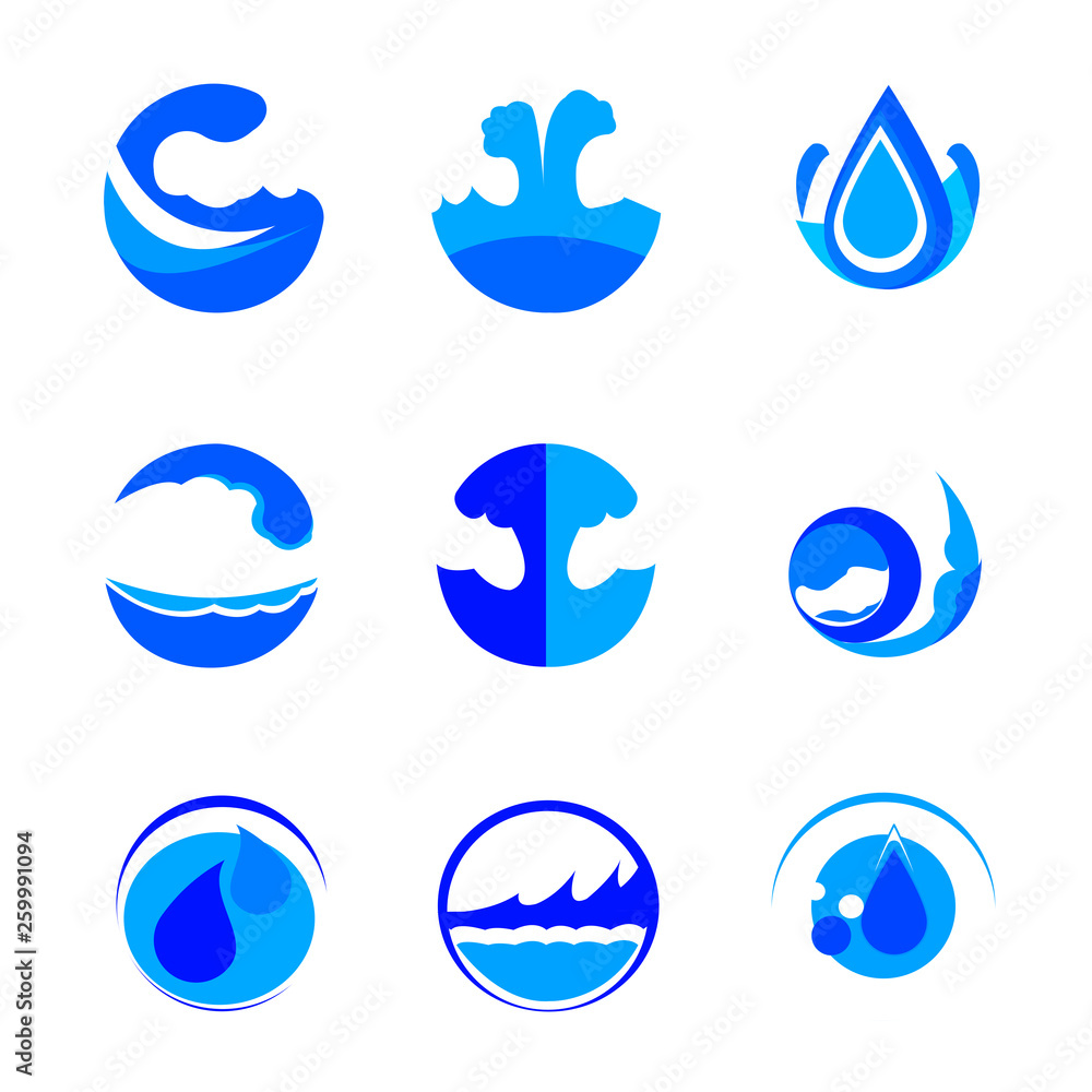 Logo water or blue water circle logo or wave water logo or water icon ...