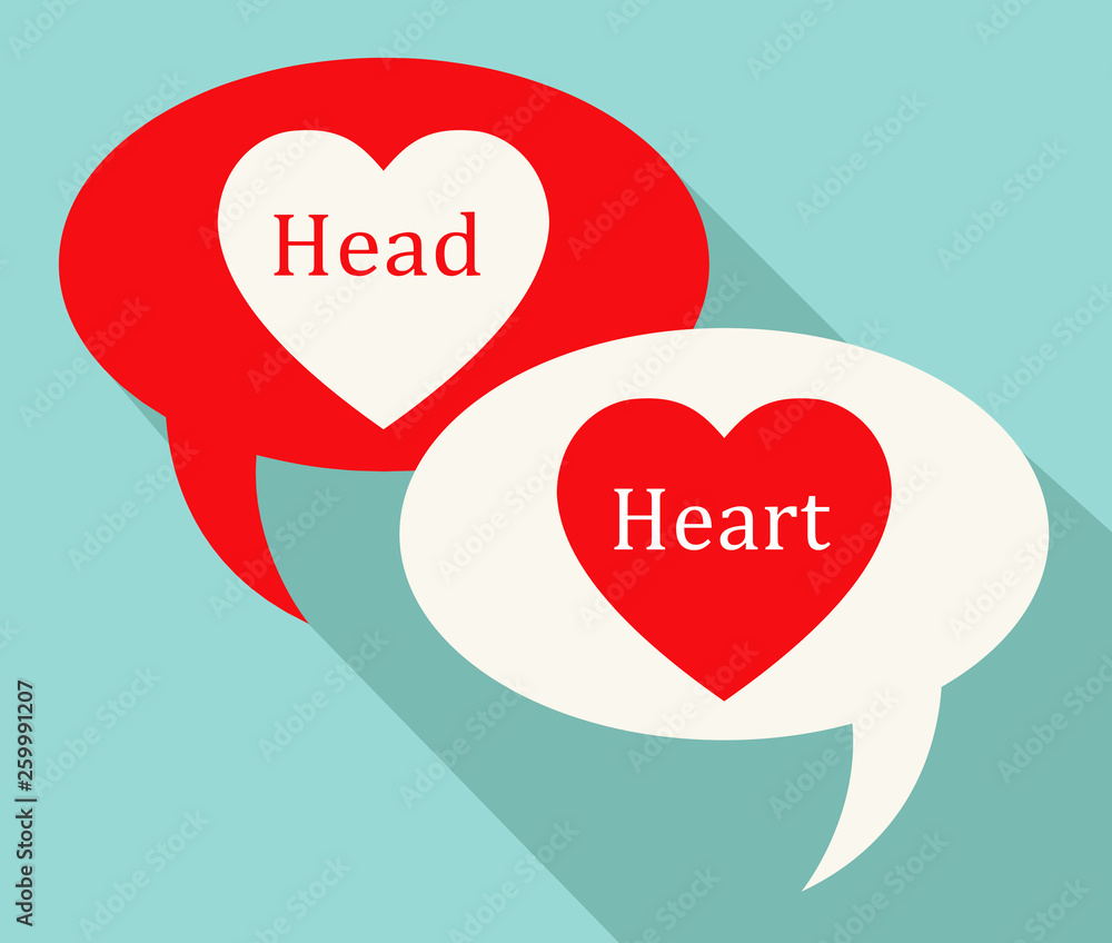 Head Vs Heart Symbol Portrays Emotion Concept Against Logical Thinking ...