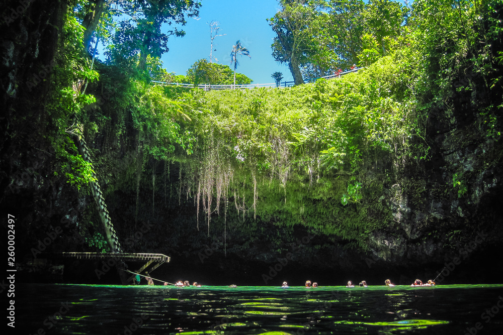 The famous To Sua Ocean Trench, swimming hole in Samoa, Upolu island in ...
