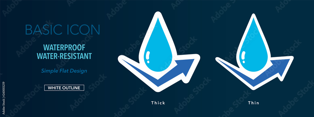 Waterproof icon with white outline. Simple flat design. Stock Vector ...