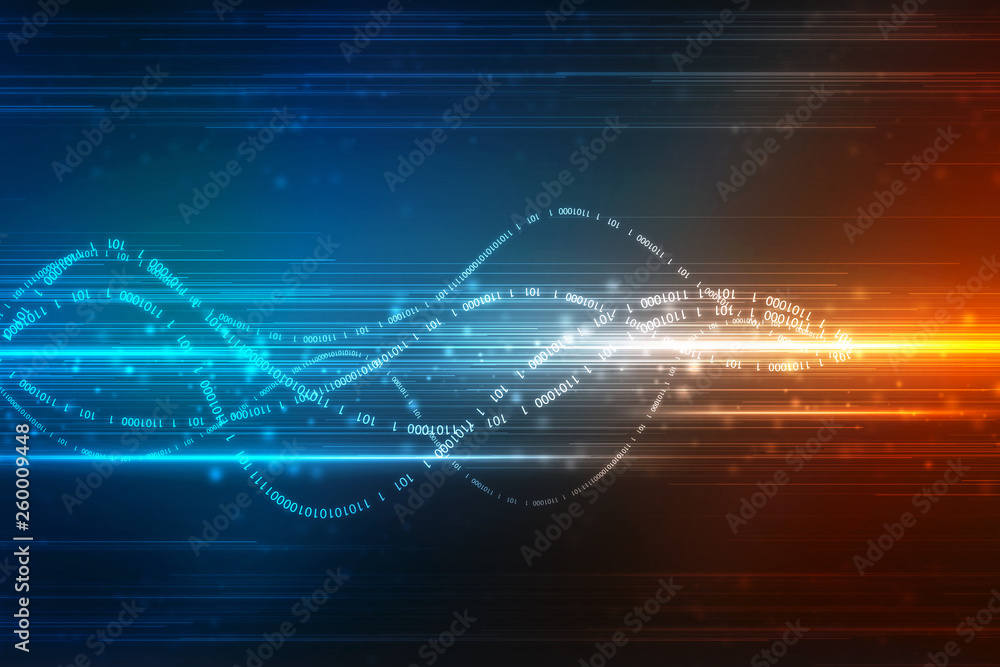 Binary Code Background, Digital Abstract technology background, flowing ...