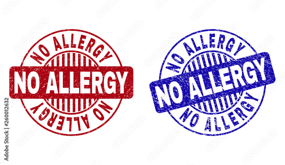 Grunge NO ALLERGY round stamp seals isolated on a white background ...