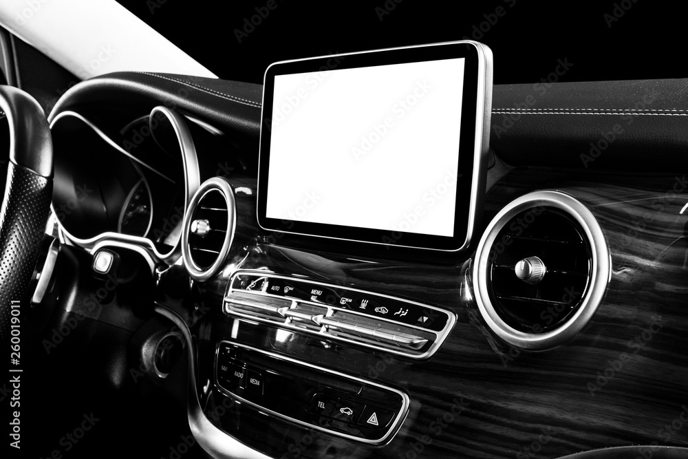 Monitor in car with isolated blank screen use for navigation maps and ...
