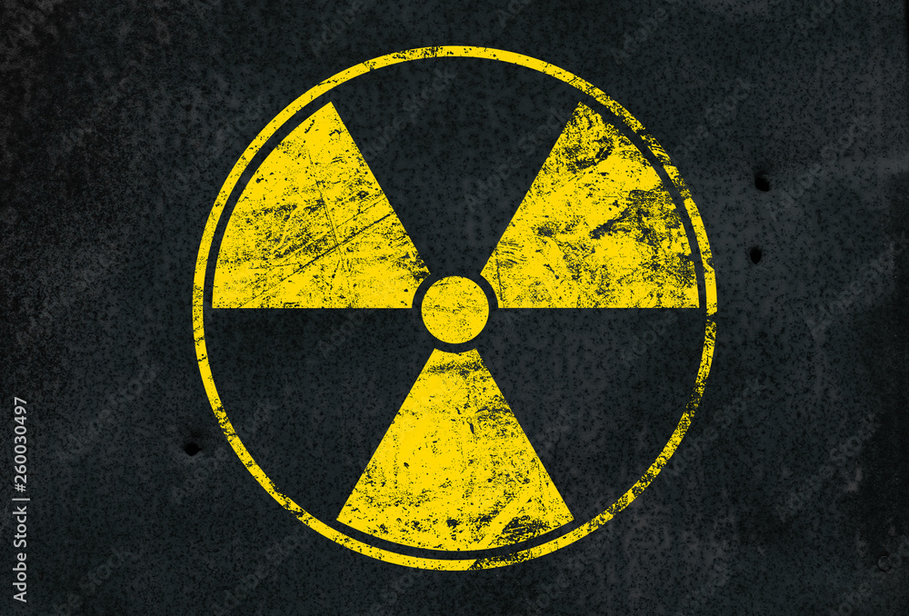 Yellow radioactive sign over black background Stock Photo | Adobe Stock