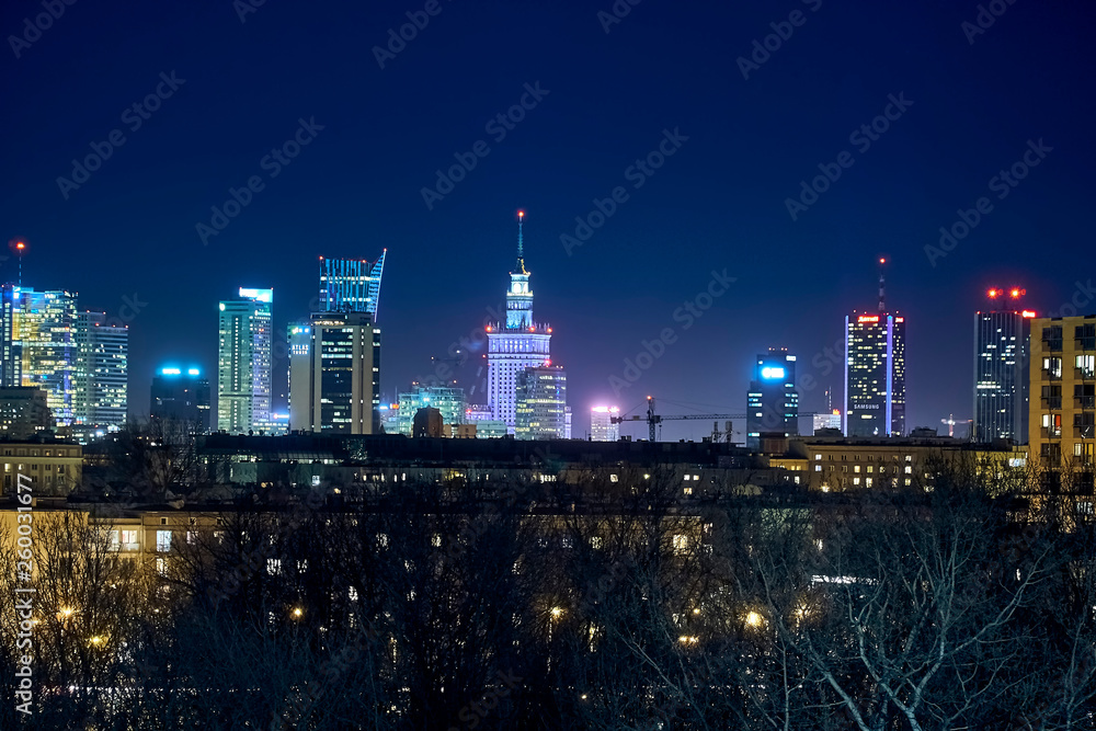 Beautiful, amazing panoramic view of Warsaw (Poland) with skyscrapers ...