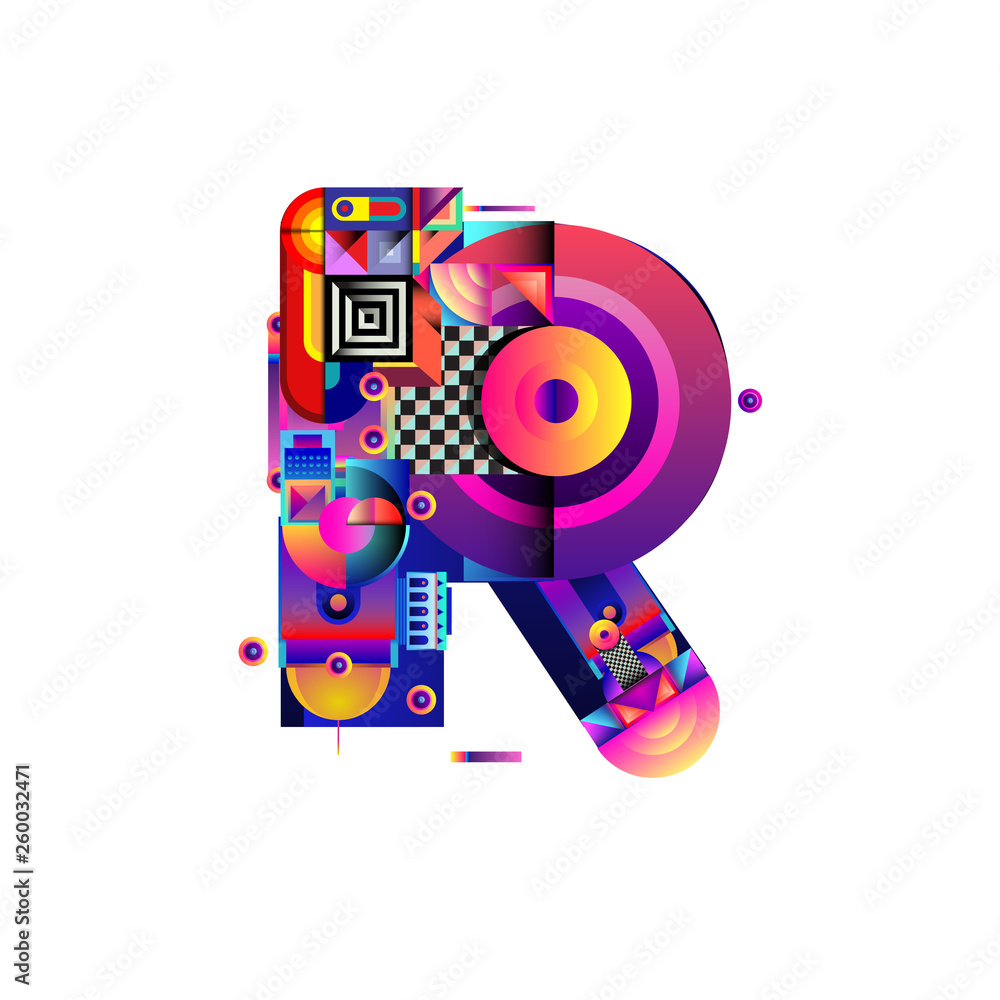 Vector colorful alphabet font letter R for logo, illustration, and ...