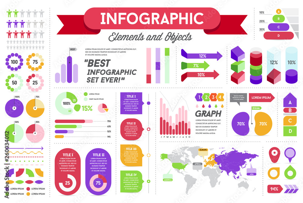 Infographics Presentation with Elements and Objects Big Huge Set ...