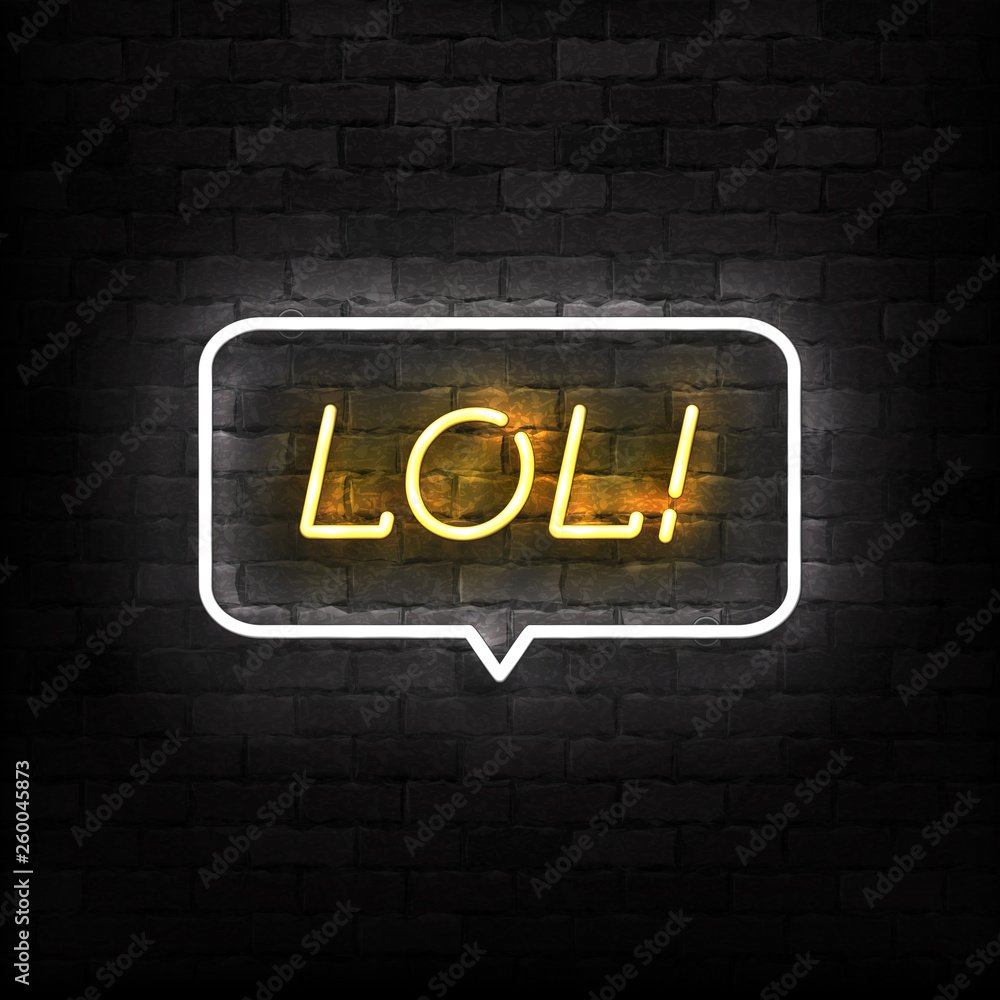 Vector realistic isolated neon sign of LOL logo for template decoration ...