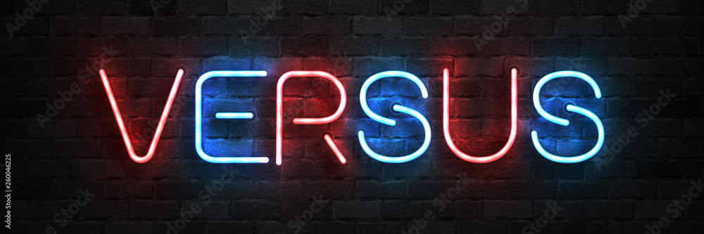 Vector realistic isolated neon sign of Versus typography logo for ...