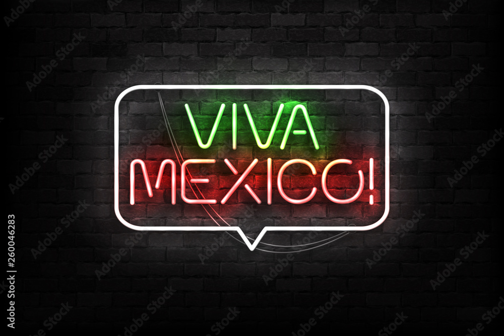Vector realistic isolated neon sign of Viva Mexico logo for template ...