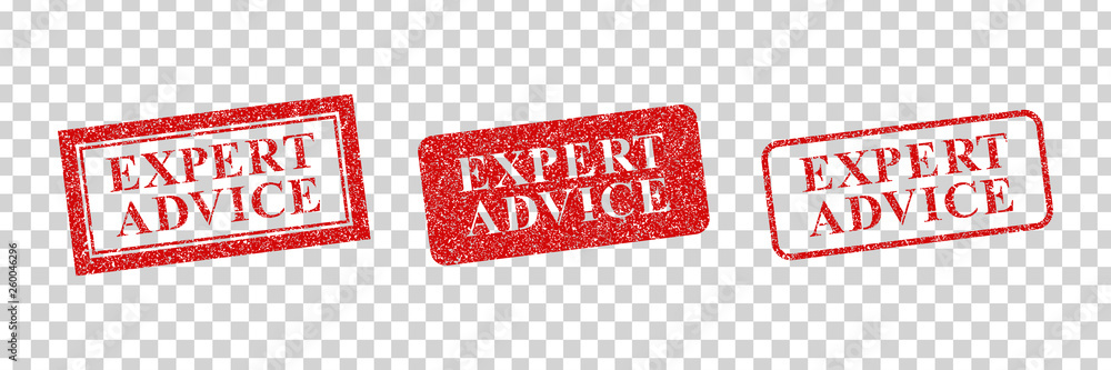 Vector realistic isolated red rubber stamp of Expert Advice logo for ...