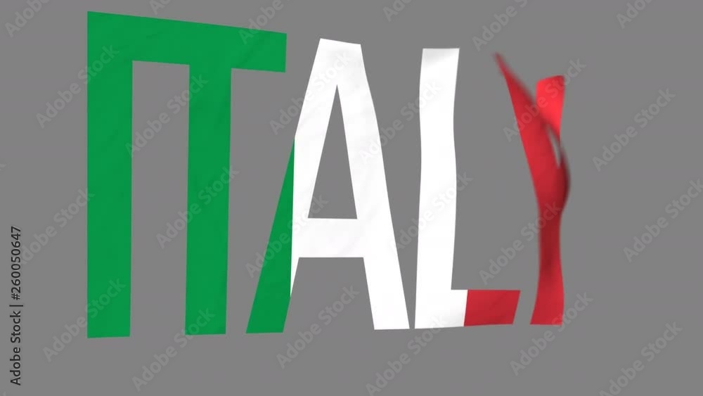 The animated letters of the word 'Italy' in national colors are ...