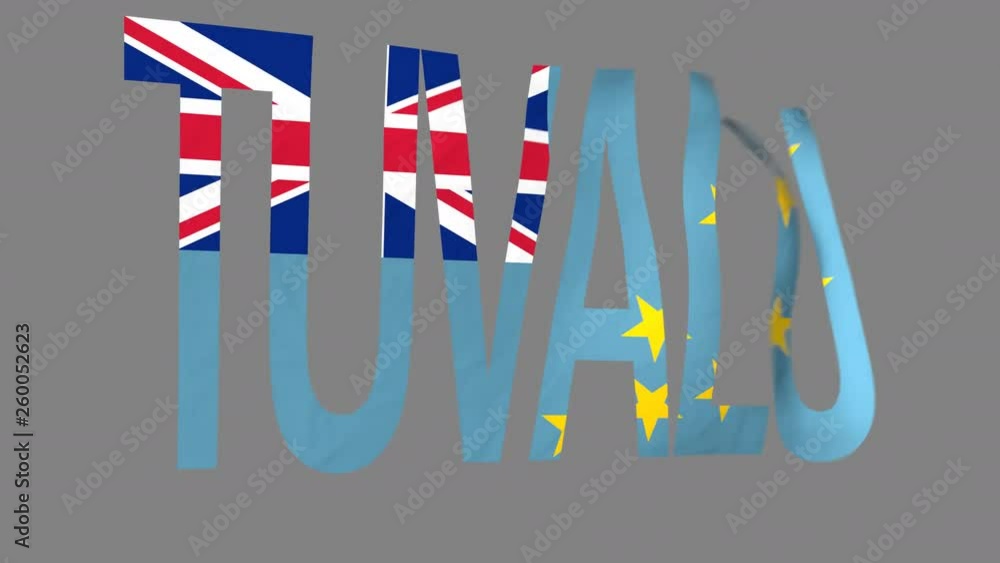 The animated letters of the word 'Tuvalu' in national colors are ...