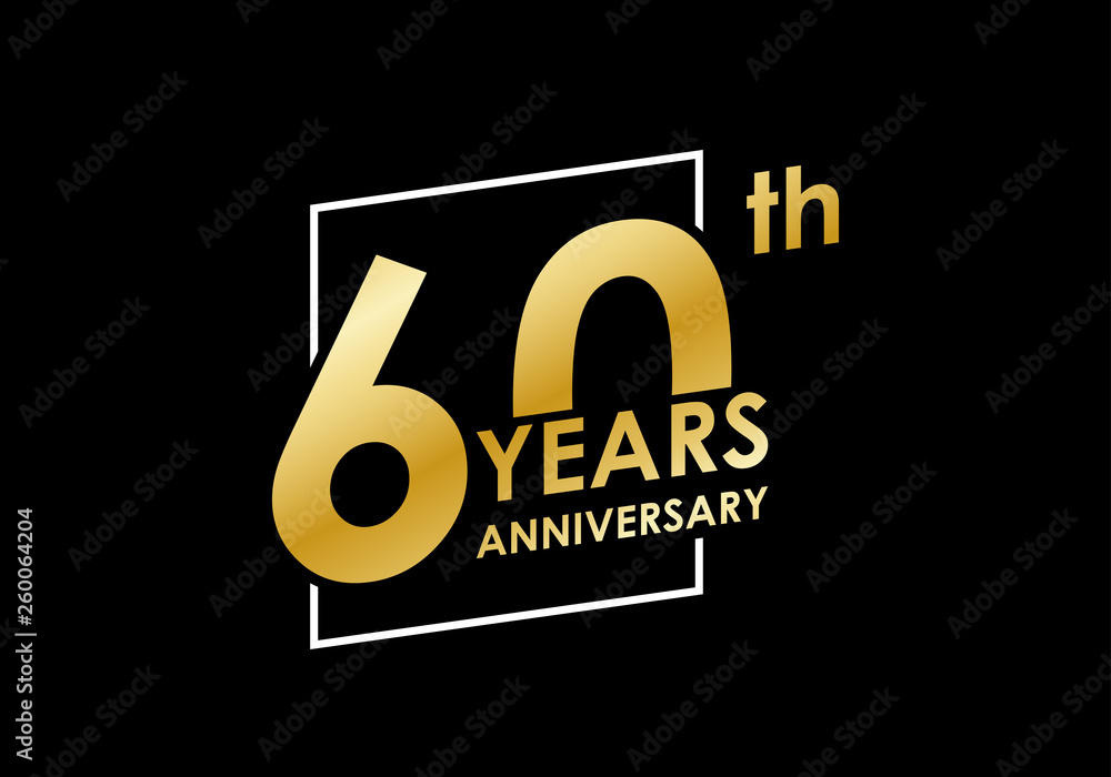 60 years Anniversary logo. 60th Birthday golden badge. Modern icon or ...
