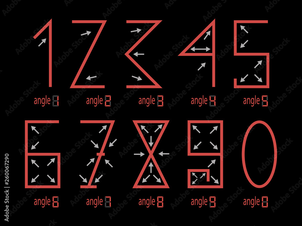 Numbers Shapes Corresponding Angles to a Figure Stock Vector | Adobe Stock