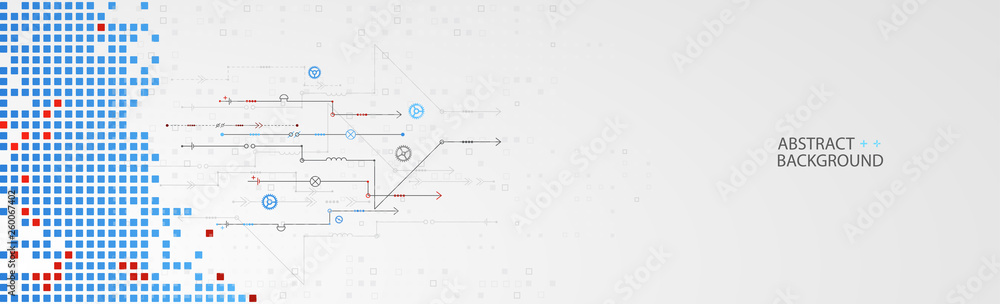 Abstract technological background with various elements. Structure ...
