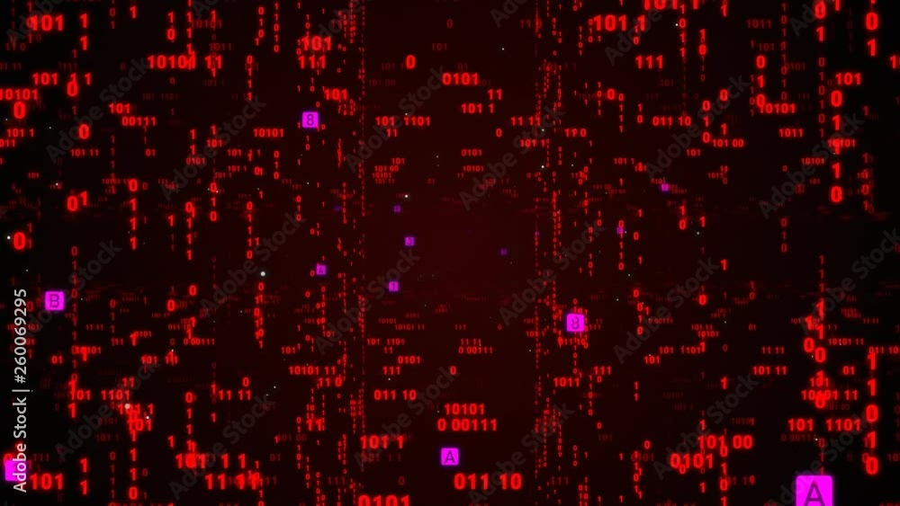 Digital Fly Binary Code Background Loop Data Binary Code Network 4k Loop Animation Red