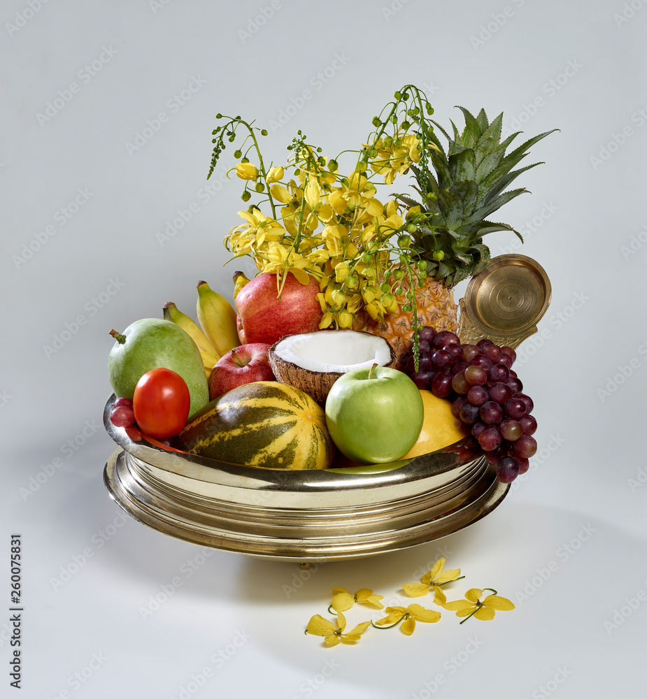 VishVishukkani arranged in traditional Uruli for Kerala Vishu festival ...