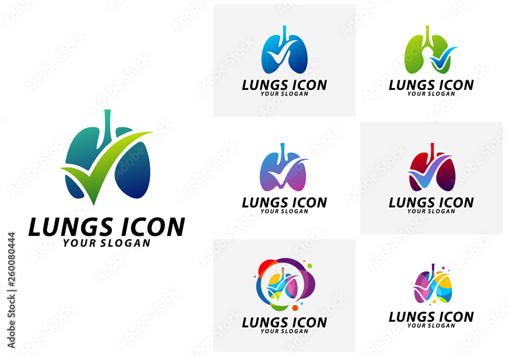 Set of Lungs Check logo concept vector, Health lungs logo Template ...