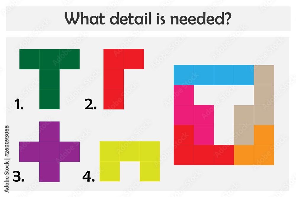 Puzzle game with colorful details for children, choose needed detail ...