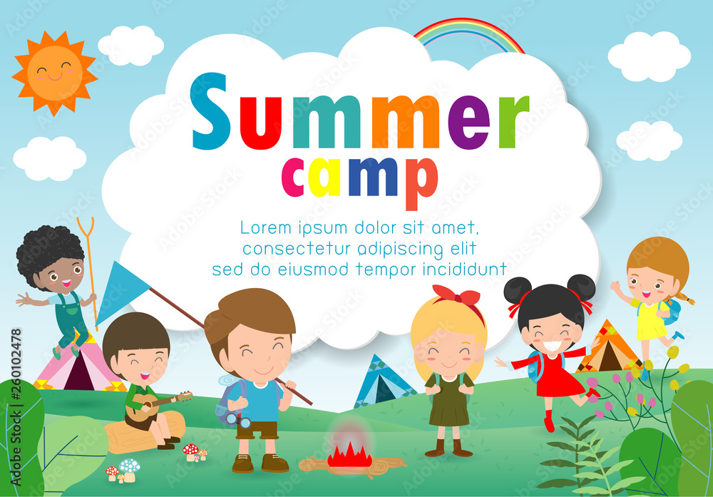 kids summer camp education concept Template for advertising brochure ...