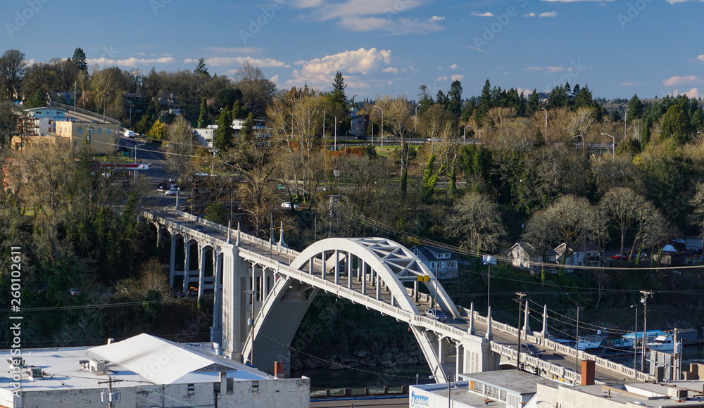 Oregon City Bridge, also Arch Bridge, built 1922. Carries vehicles ...