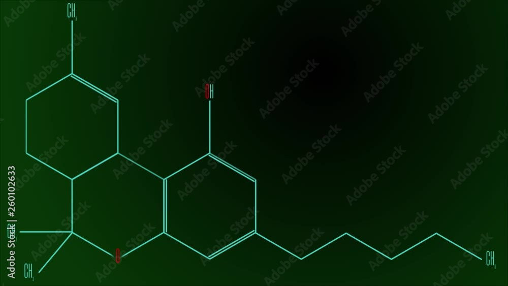 Animation light blue line draws the structural formula of the ...