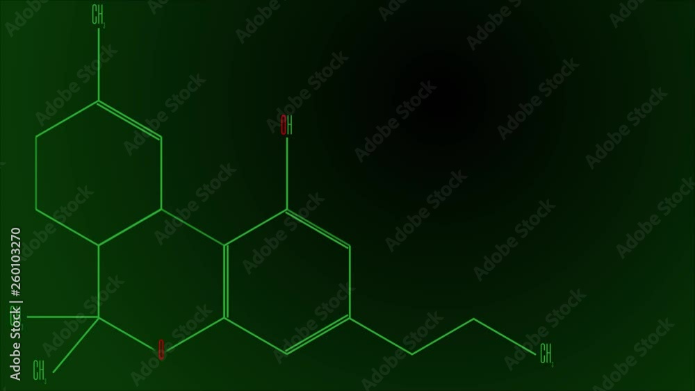 Animation green line draws the structural formula of the ...