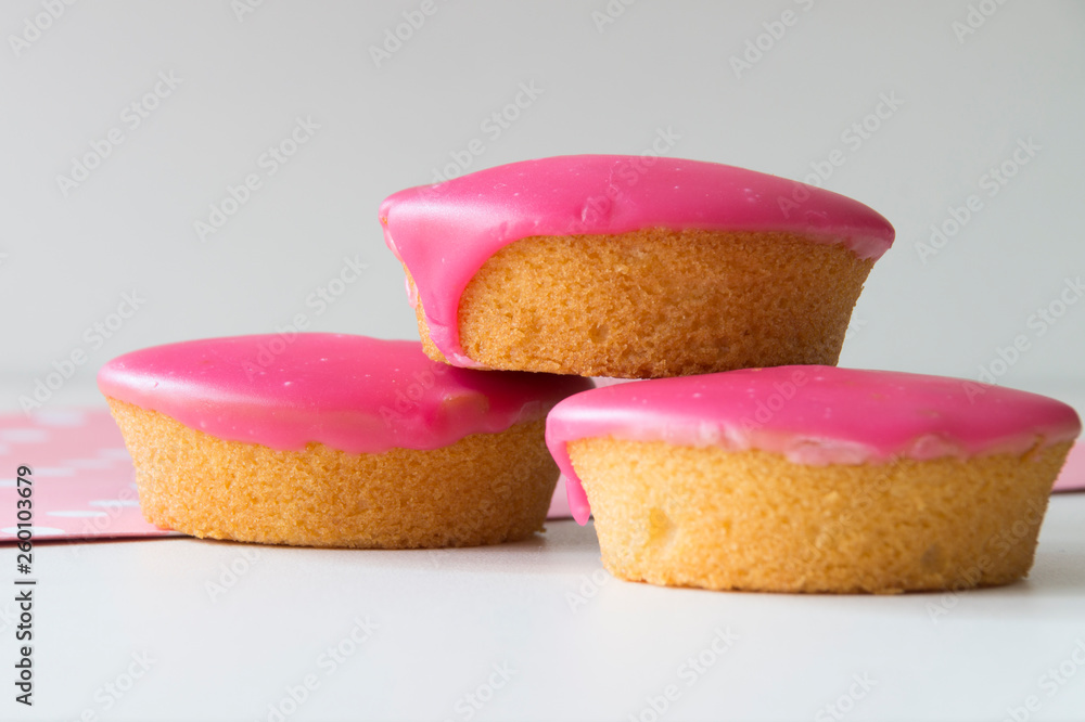 traditional Dutch cake with pink frosting, glazed, called Roze Koek ...